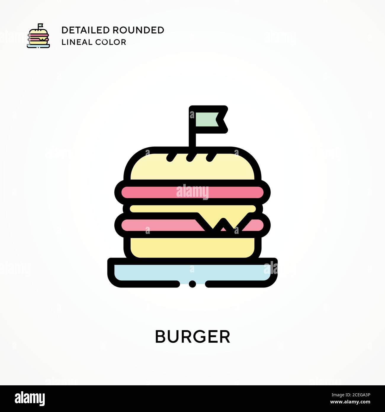Burger detailed rounded lineal color. Modern vector illustration ...