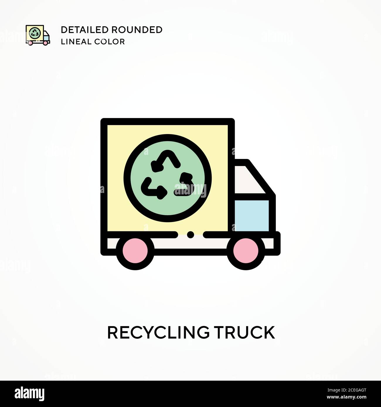 Recycling truck detailed rounded lineal color. Modern vector ...