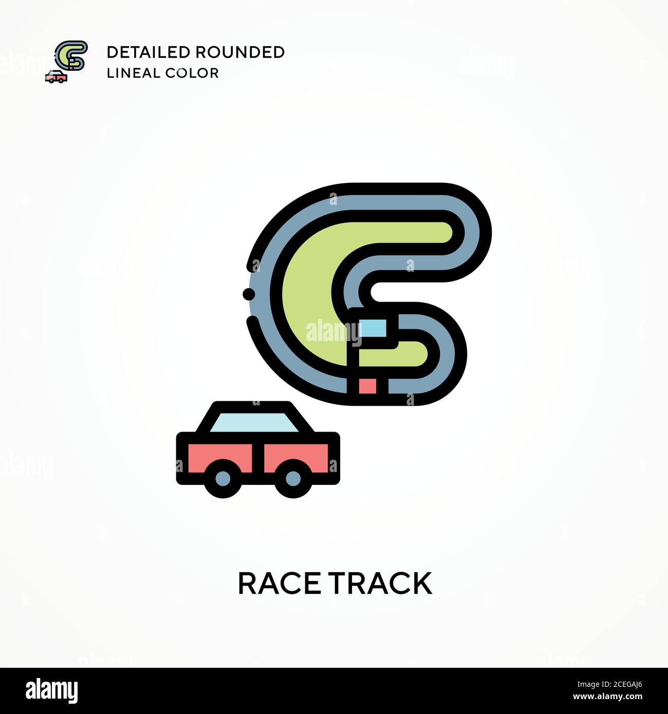 Race track detailed rounded lineal color. Modern vector illustration ...