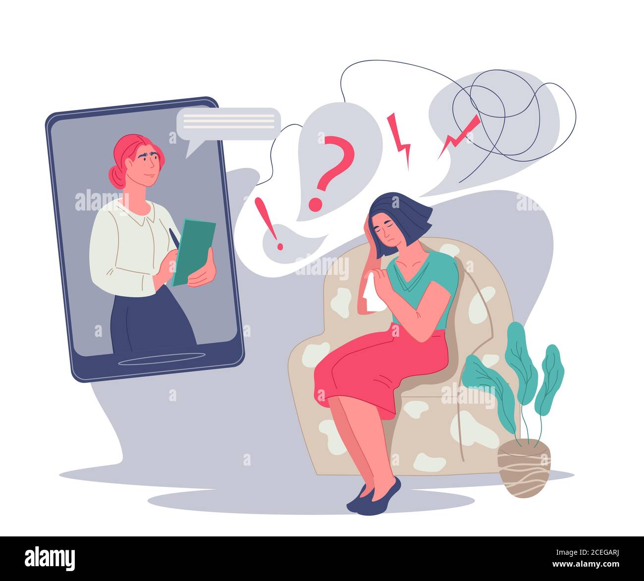 Psychological counseling scene with psychotherapist flat vector ...