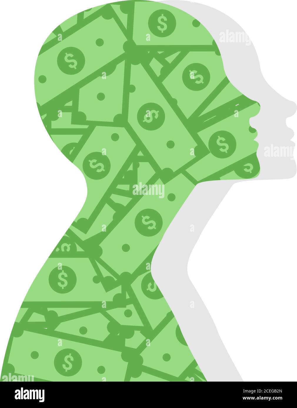 Female Portrait Made Of Dollar Banknotes On White Background, Vector ...