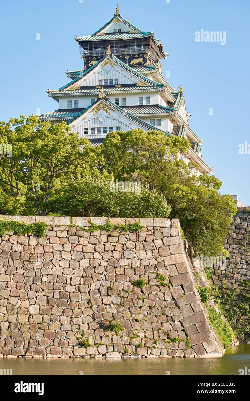 Beautiful old Osaka Castle, one of the most famous symbols of Osaka and ...