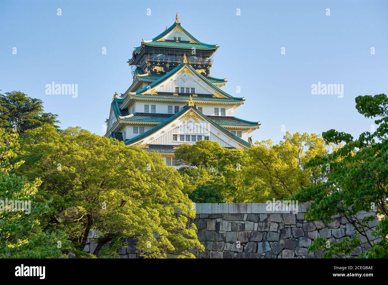 Beautiful old Osaka Castle, one of the most famous symbols of Osaka and ...