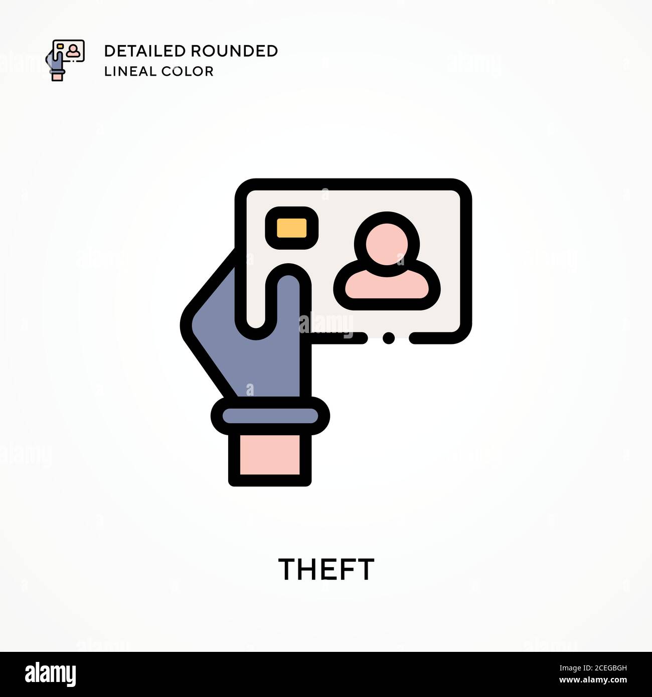Theft detailed rounded lineal color. Modern vector illustration ...