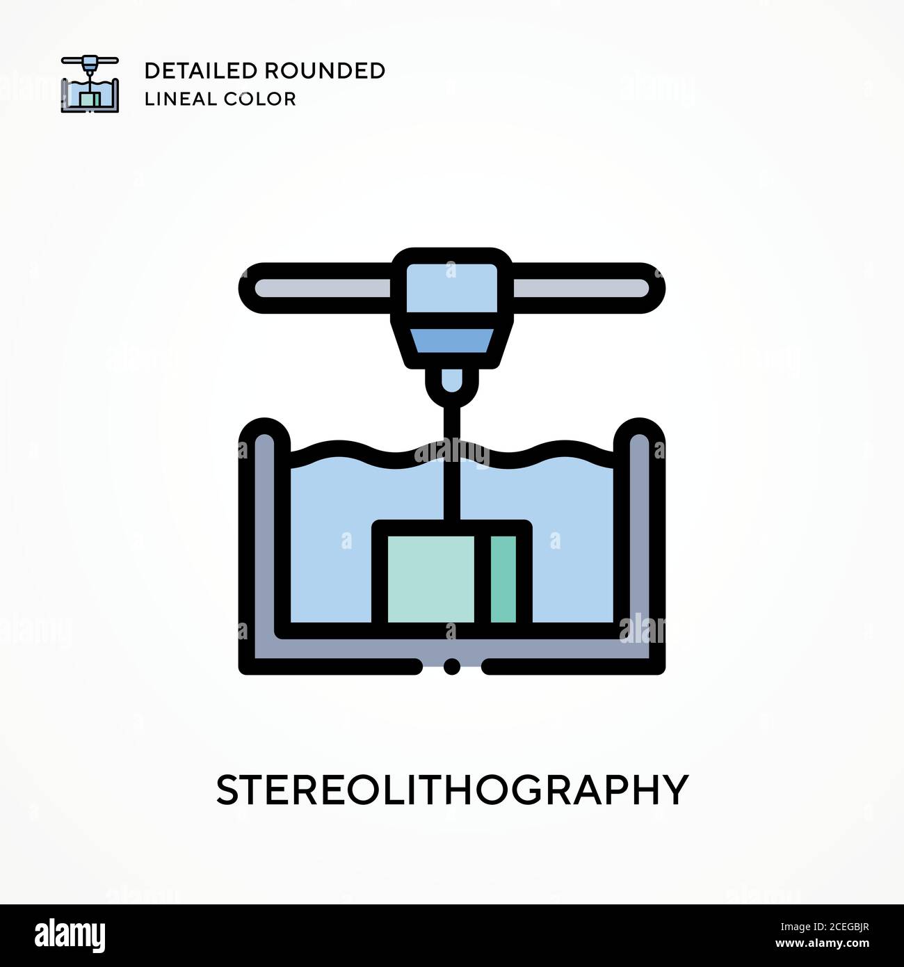 Stereolithography detailed rounded lineal color. Modern vector ...