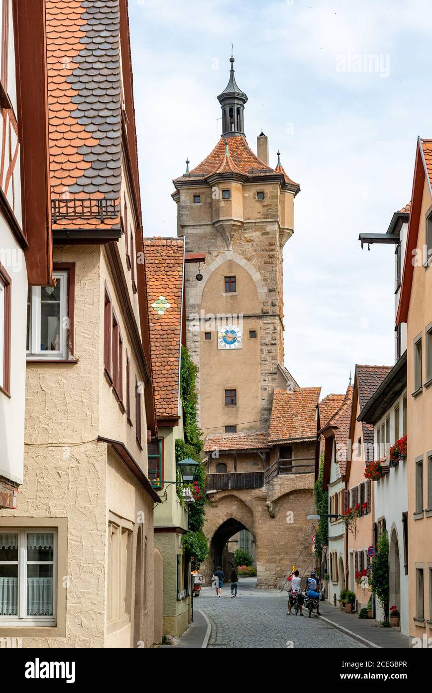 Rothenburg ob der Tauber, Bavaria / Germany - 23 July 2020: a view of ...