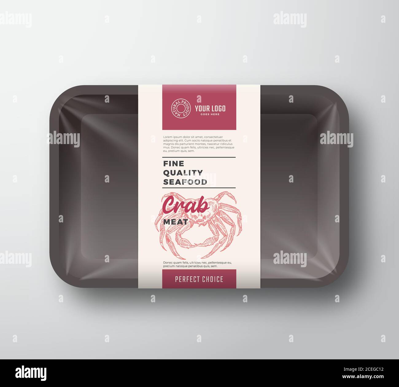 Premium Seafood Pack. Abstract Vector Plastic Tray Container with ...