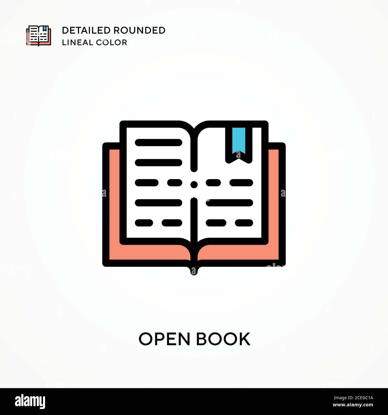 Open book detailed rounded lineal color. Modern vector illustration ...