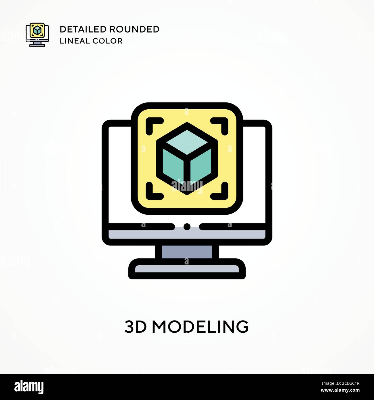 3d modeling detailed rounded lineal color. Modern vector illustration ...