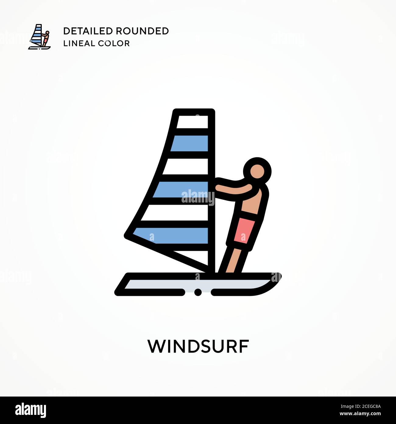 Windsurf detailed rounded lineal color. Modern vector illustration concepts. Easy to edit and ...
