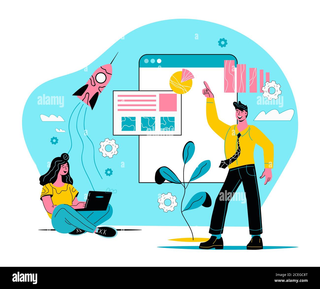 Business education and online training courses vctor illustration for ...