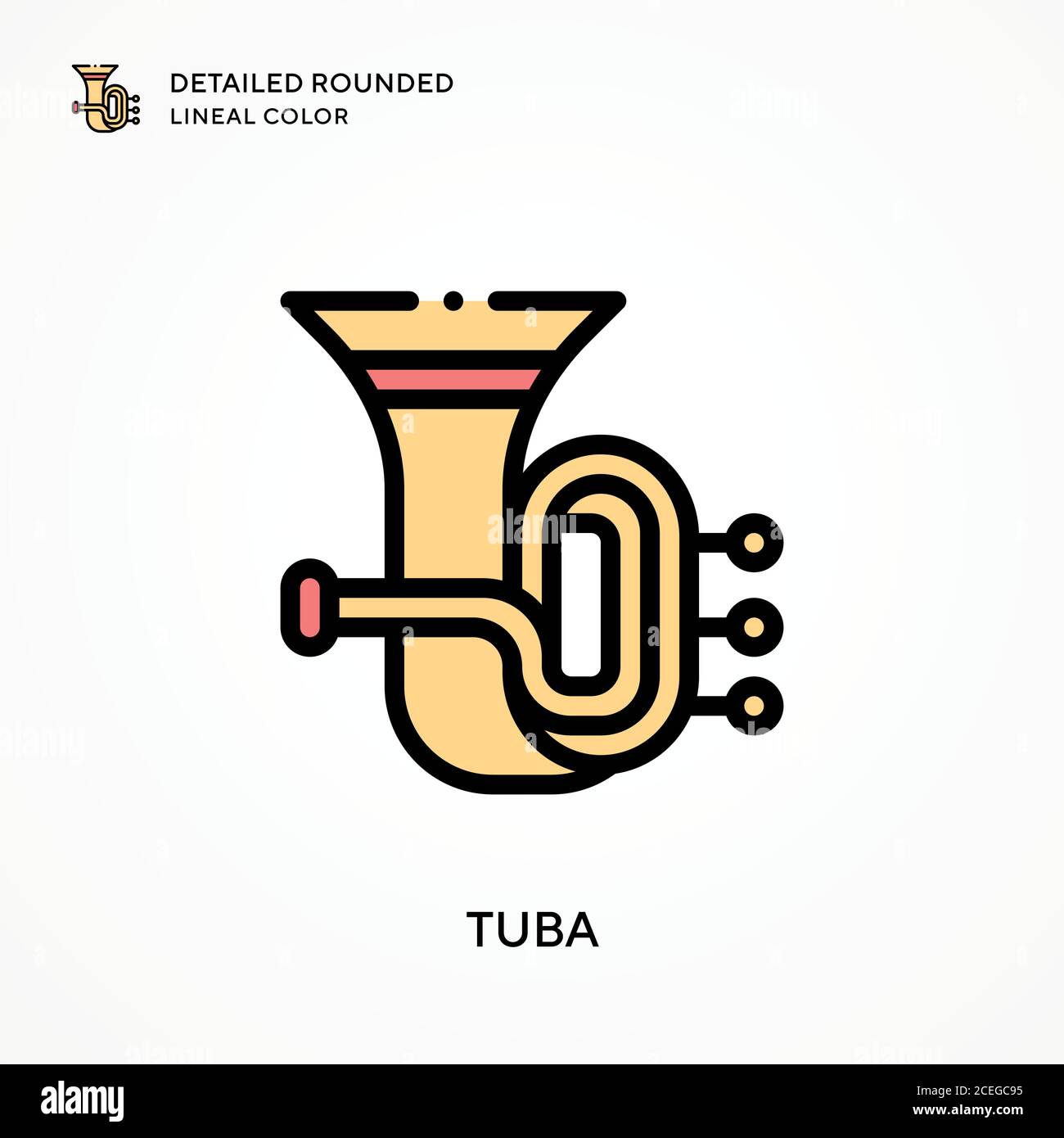 Tuba detailed rounded lineal color. Modern vector illustration concepts ...