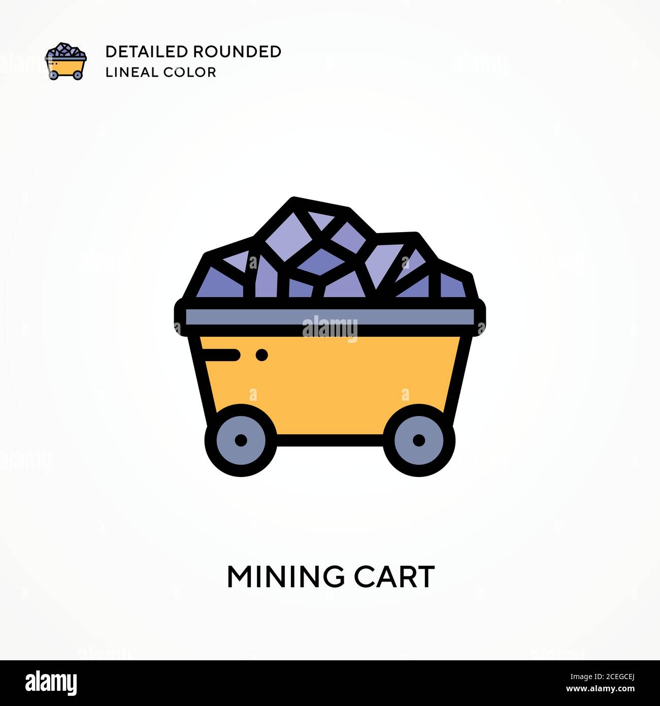Mining cart detailed rounded lineal color. Modern vector illustration ...