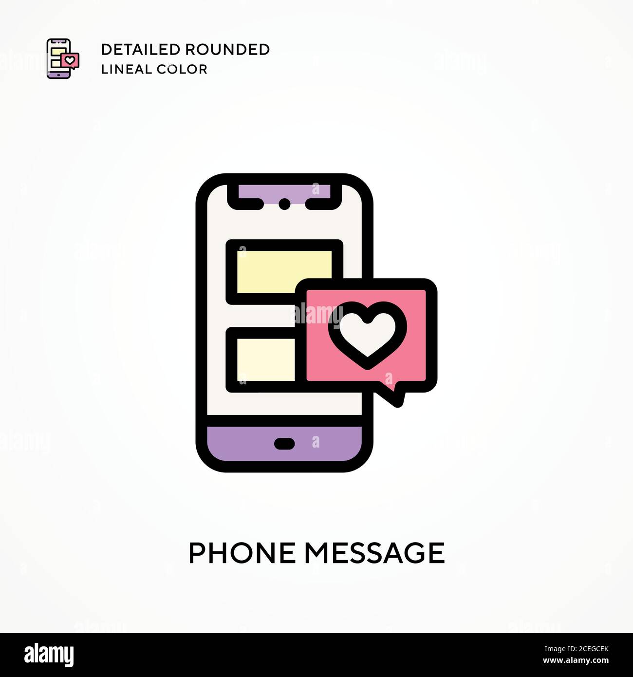 Phone message detailed rounded lineal color. Modern vector illustration ...