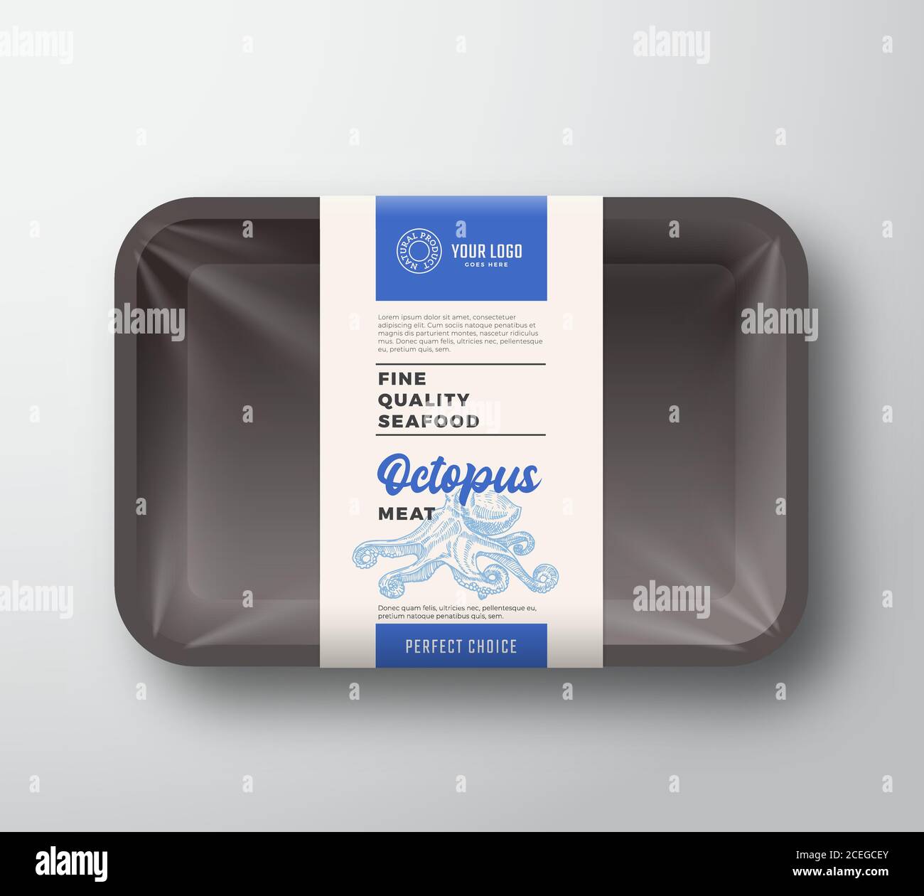 Premium Seafood Pack. Abstract Vector Plastic Tray Container with ...