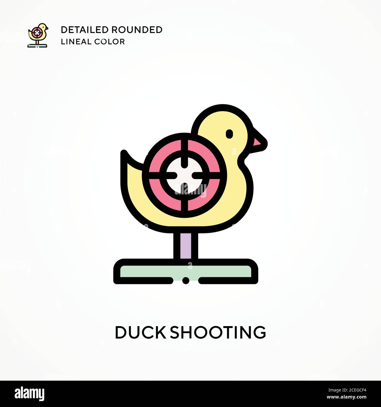 Duck shooting detailed rounded lineal color. Modern vector illustration ...