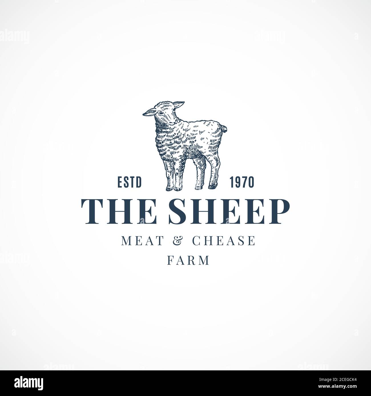 The Sheep Abstract Vector Sign, Symbol or Logo Template. Hand Drawn ...