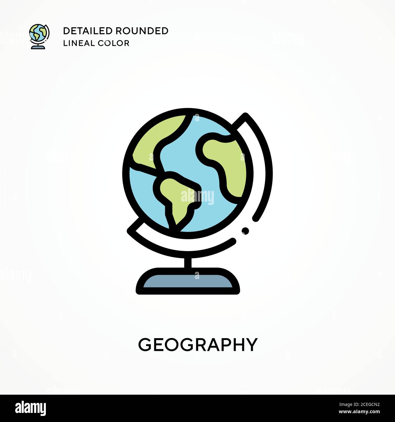 Geography detailed rounded lineal color. Modern vector illustration ...
