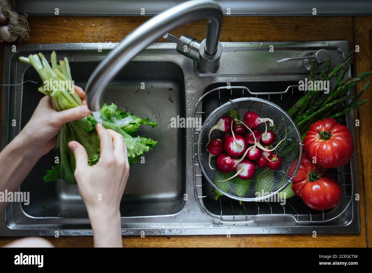 Female hand washing tomatoes hi-res stock photography and images - Alamy