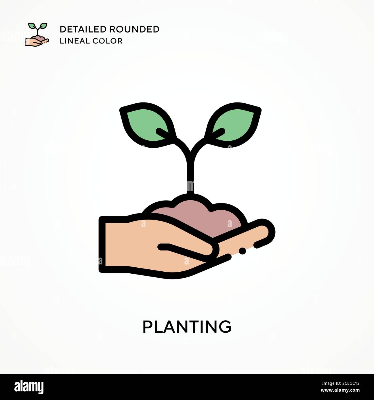 Planting detailed rounded lineal color. Modern vector illustration ...