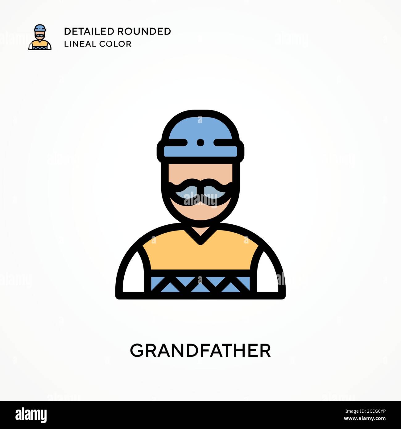 Grandfather detailed rounded lineal color. Modern vector illustration ...