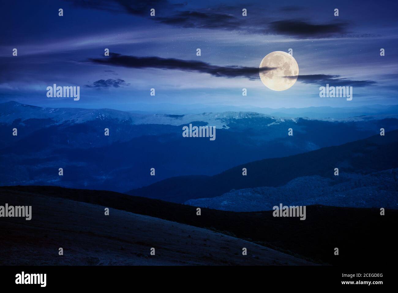 Hills And Mountains At Night