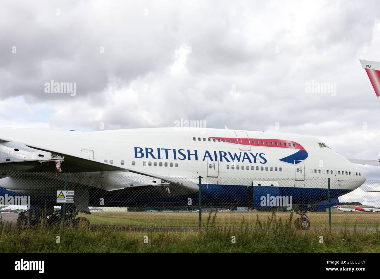 decommissioned, British Airways, Boeing 747, plane behind fencing ...