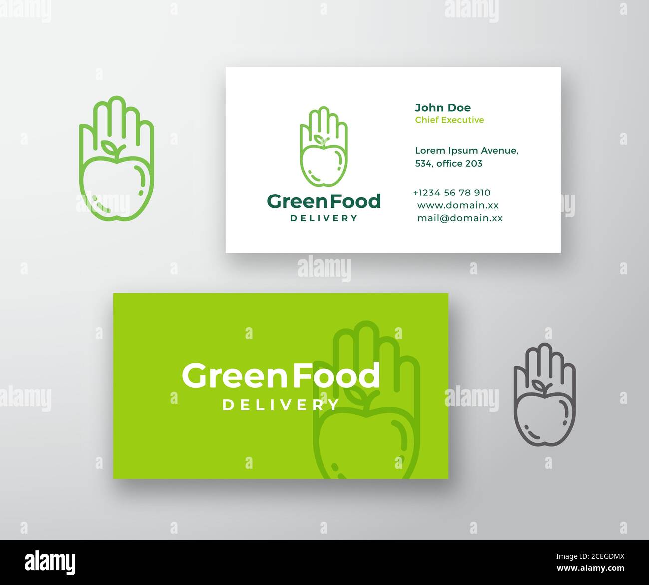 Green Food Delivery Abstract Vector Sign or Logo and Business Card ...