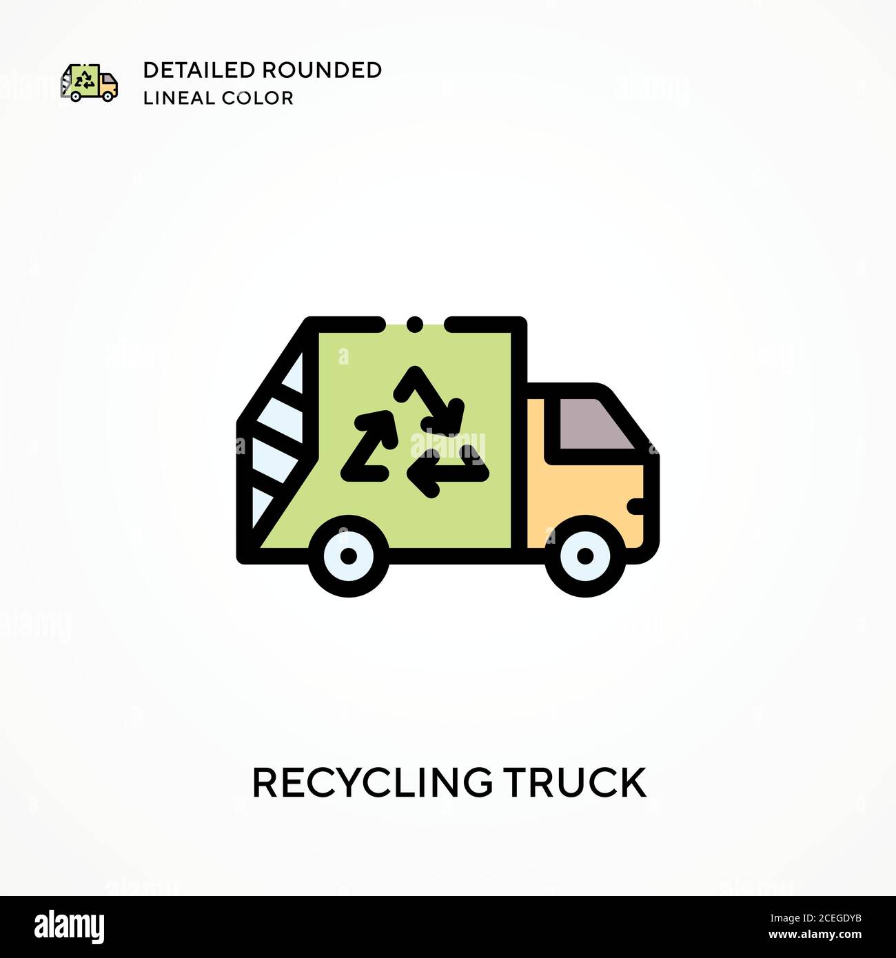 Recycling truck detailed rounded lineal color. Modern vector ...