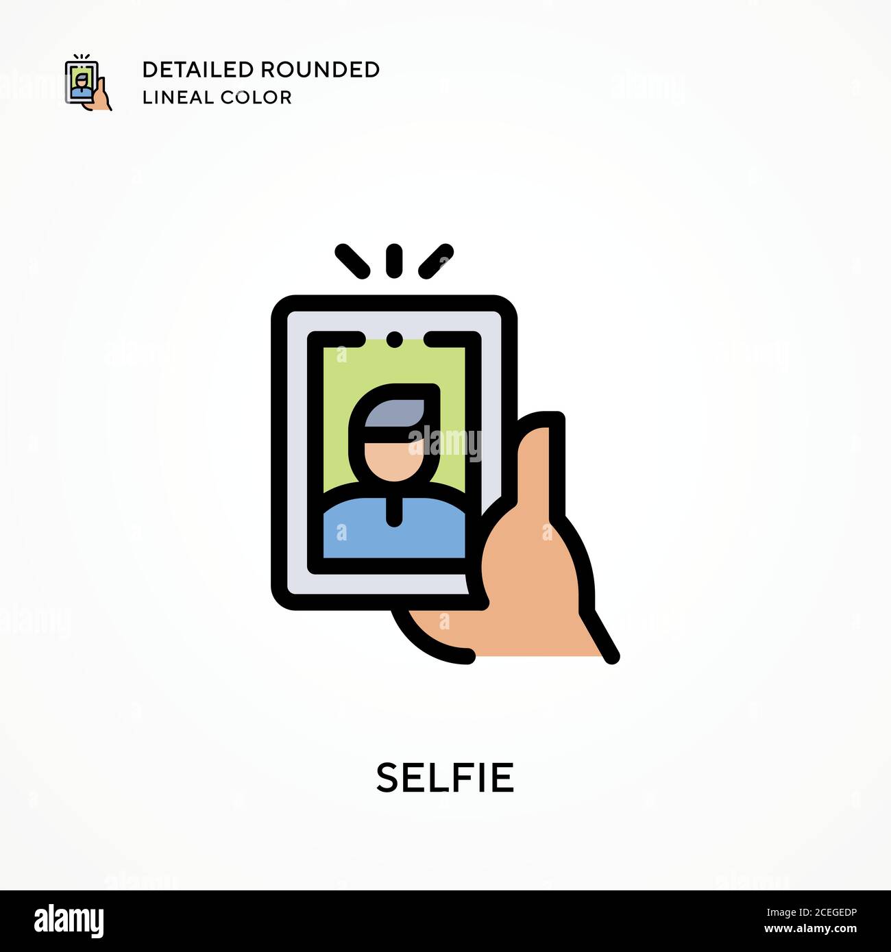 Selfie detailed rounded lineal color. Modern vector illustration ...