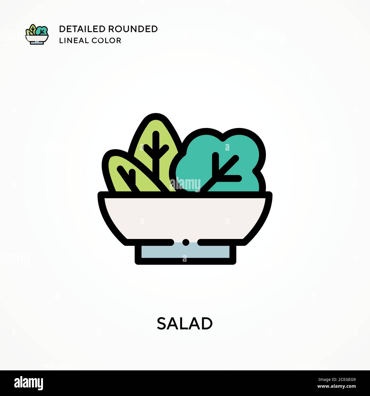 Salad detailed rounded lineal color. Modern vector illustration ...
