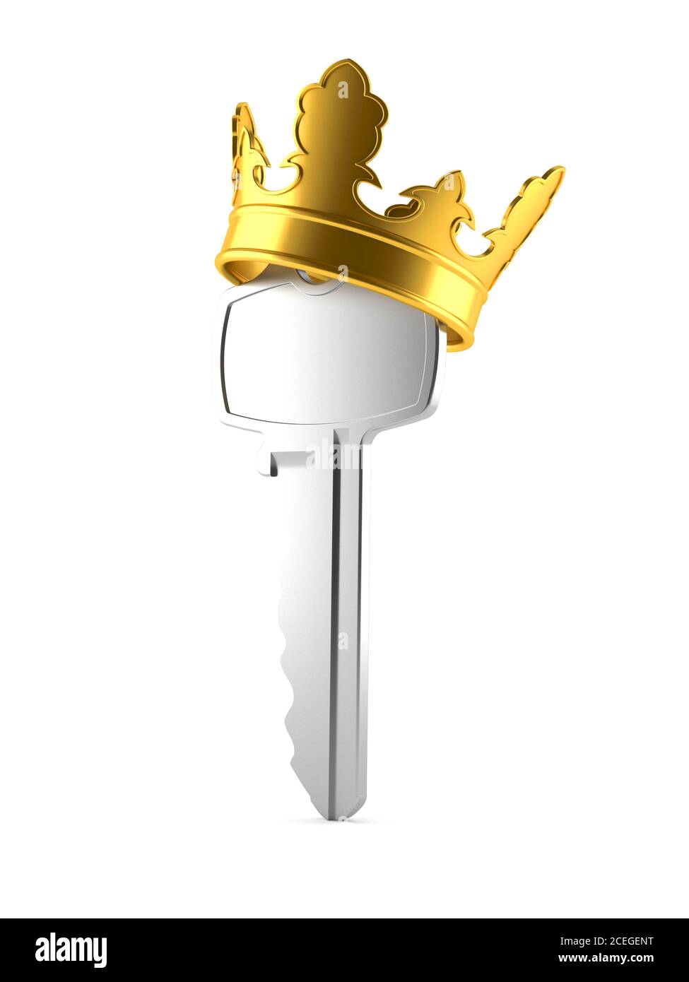 Door key with crown isolated on white background Stock Photo - Alamy