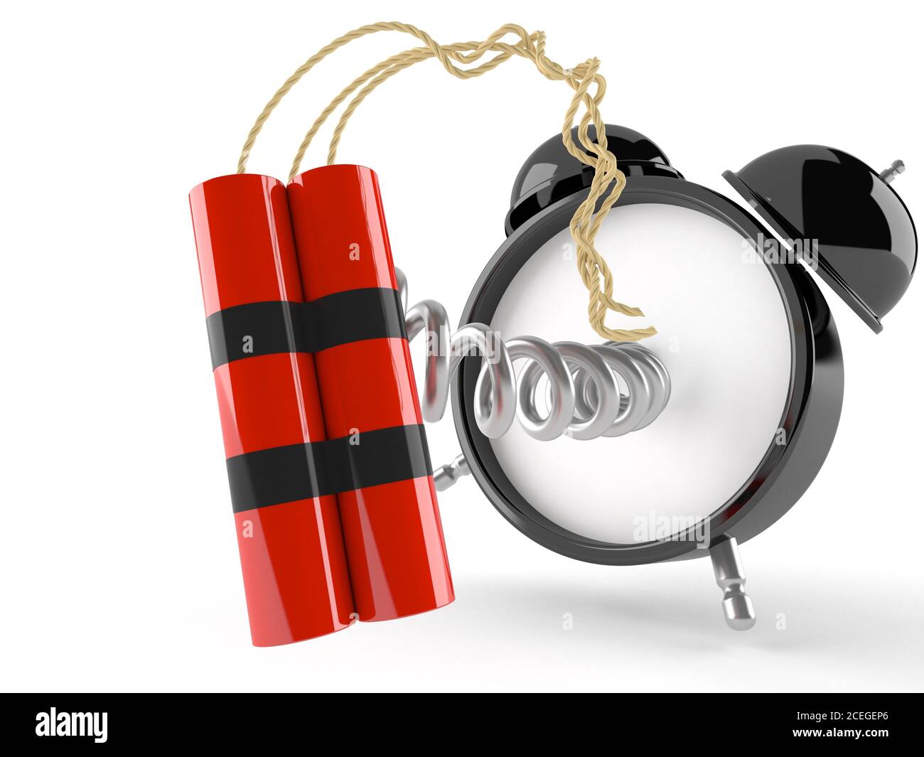 Dynamite with alarm clock isolated on white background Stock Photo - Alamy