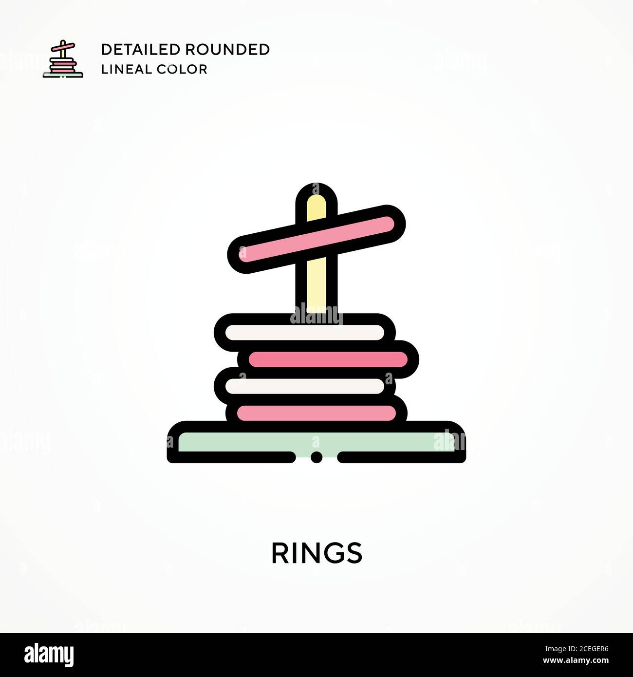 Rings detailed rounded lineal color. Modern vector illustration ...