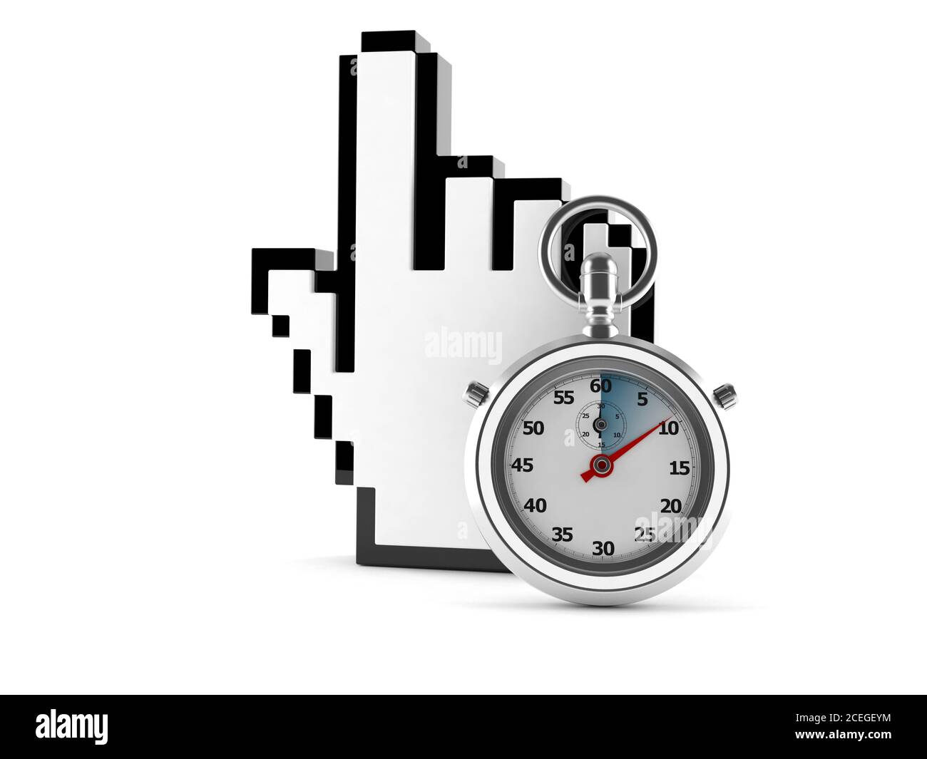 Cursor with stopwatch isolated on white background Stock Photo - Alamy