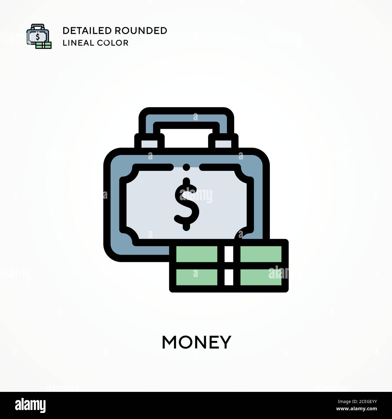 Money detailed rounded lineal color. Modern vector illustration ...