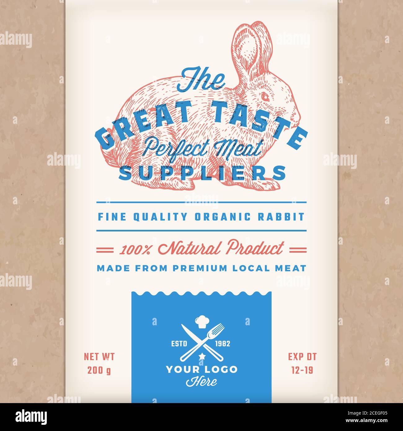 Great Taste Perfect Rabbit. Abstract Vector Meat Packaging Design or ...