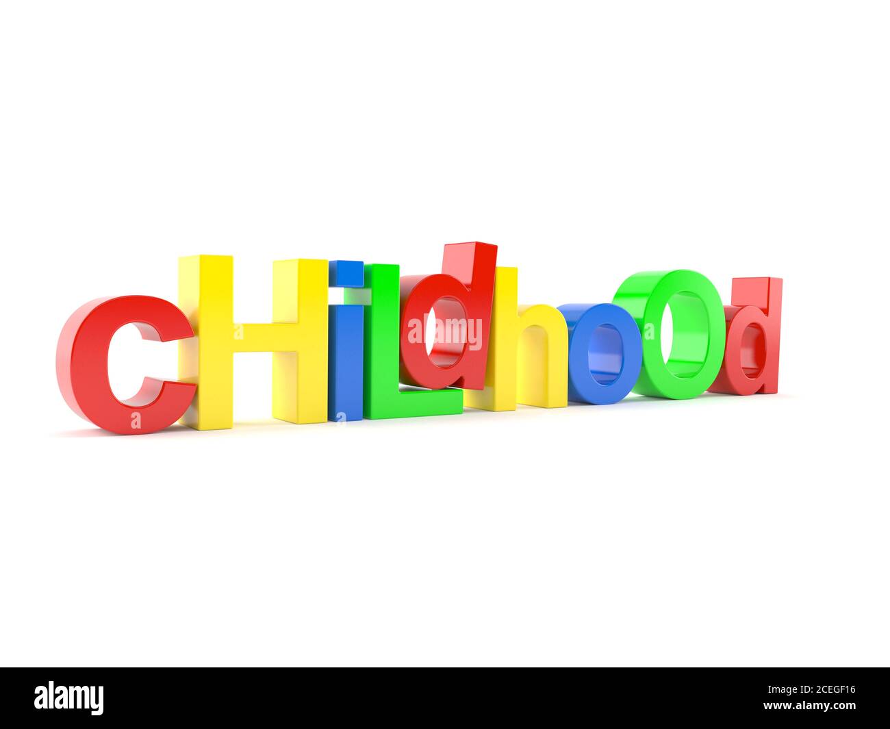 Childhood text isolated on white background Stock Photo - Alamy