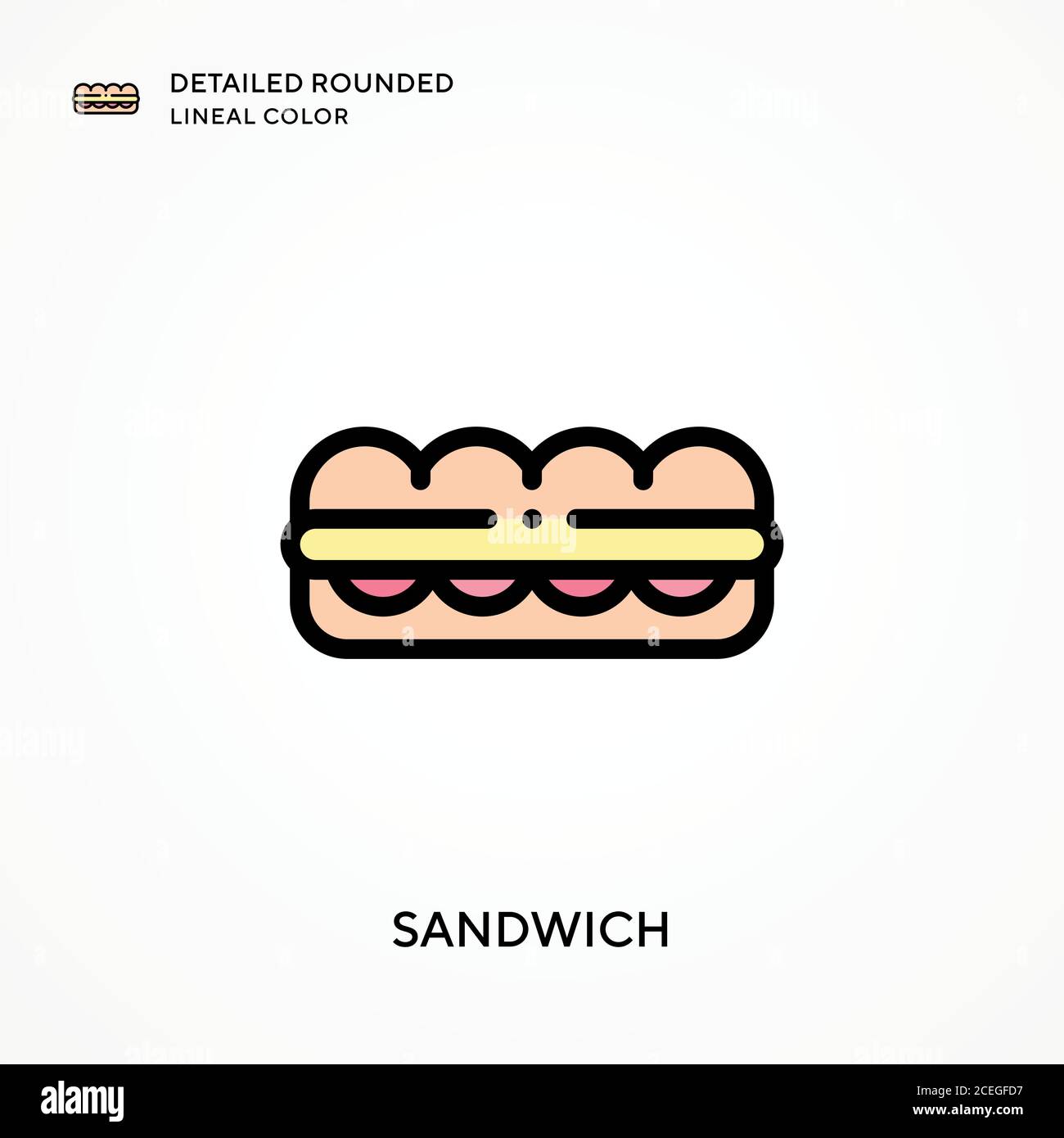 Sandwich detailed rounded lineal color. Modern vector illustration ...
