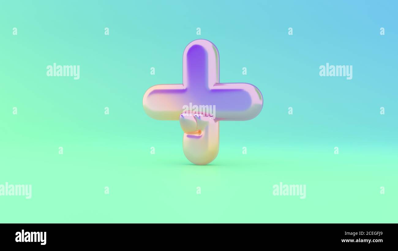 Colorful vibrant 3d rendering puffed symbol of plus with rounded corner ...