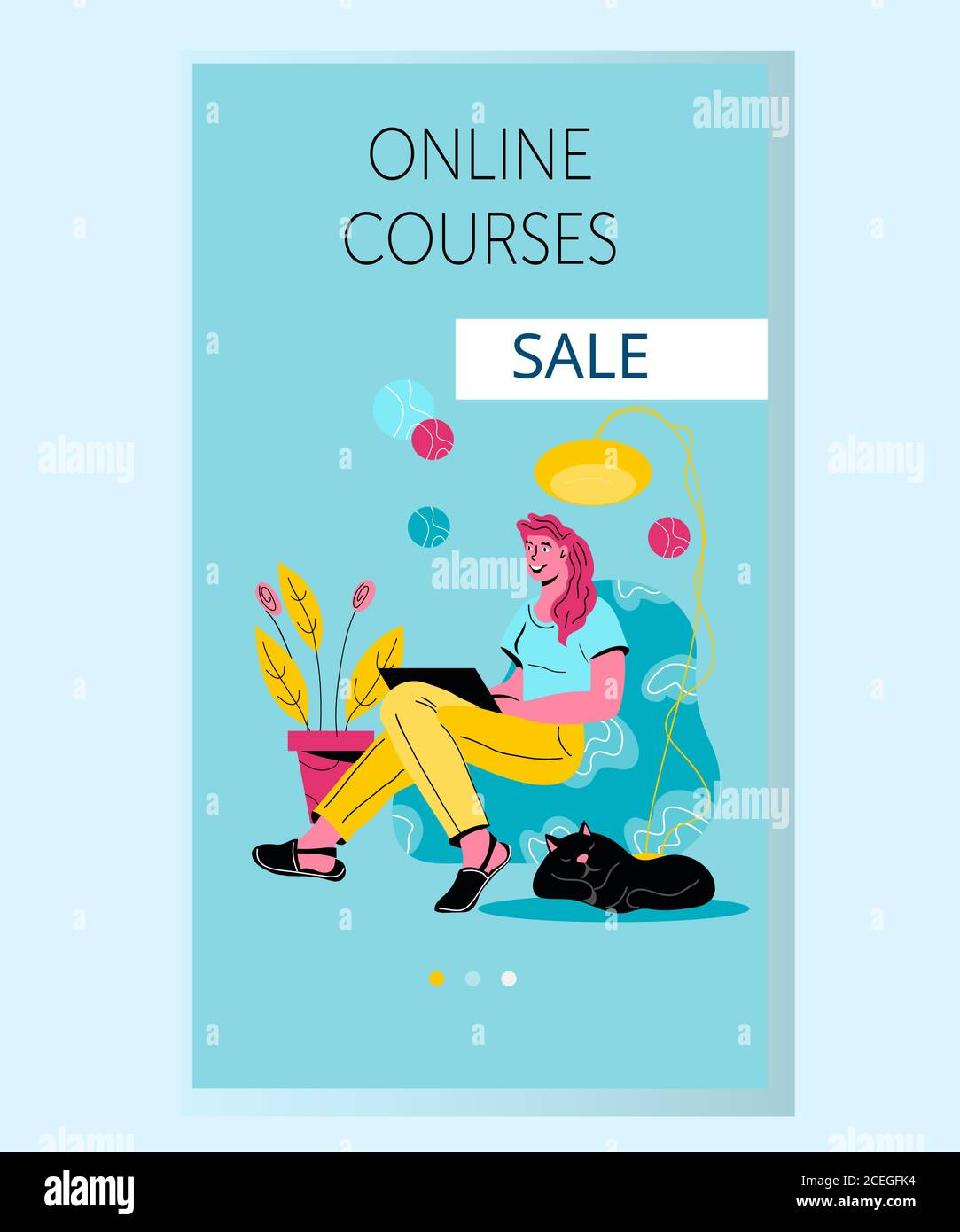 Mobile page template for online courses app flat vector illustration ...