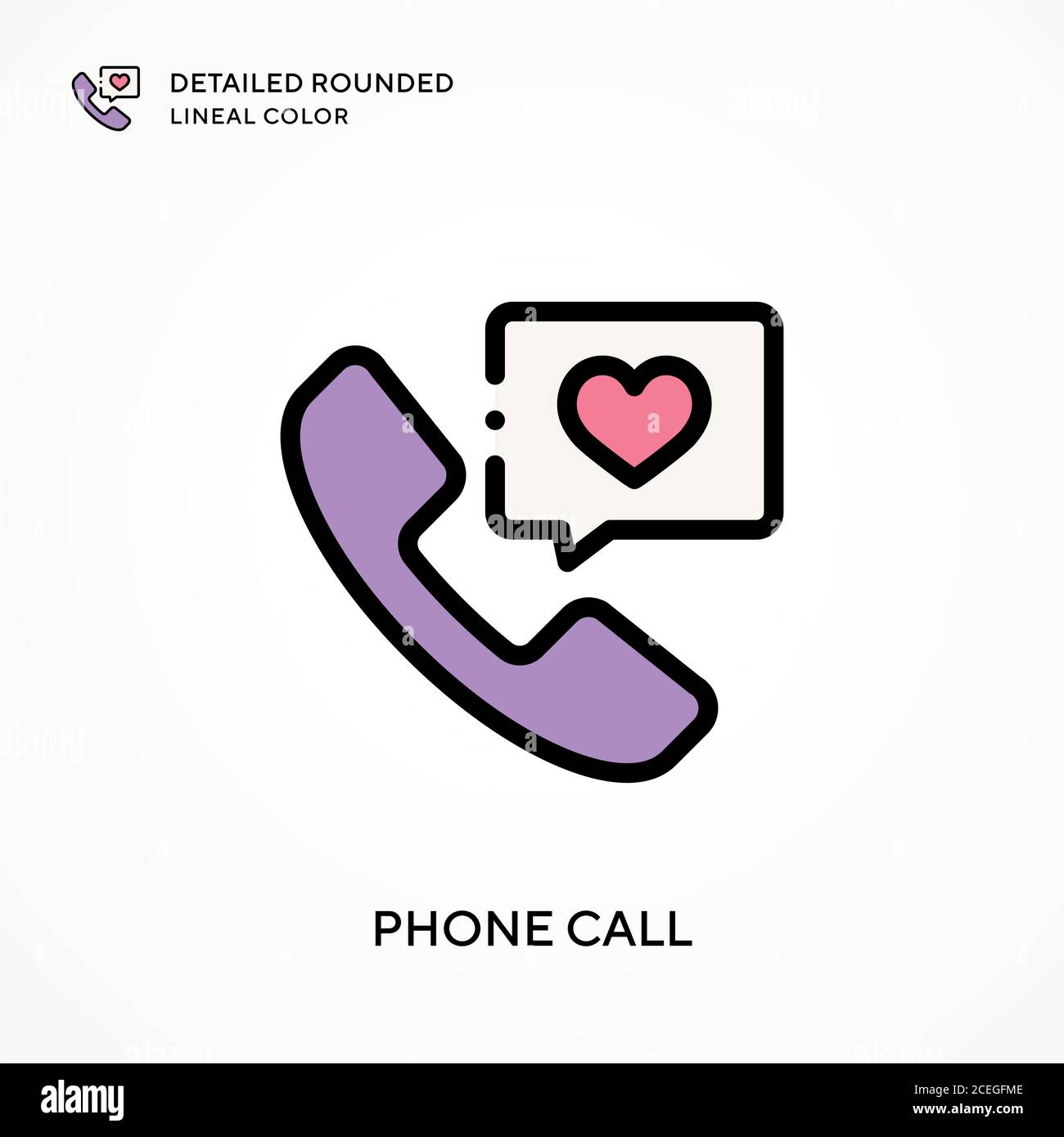 Phone call detailed rounded lineal color. Modern vector illustration ...