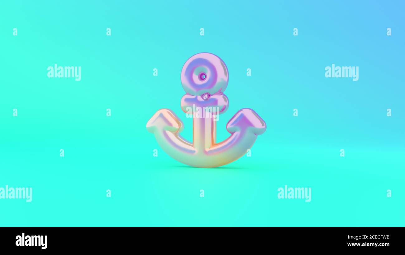 Colorful vibrant 3d rendering puffed symbol of anchor on colored ...