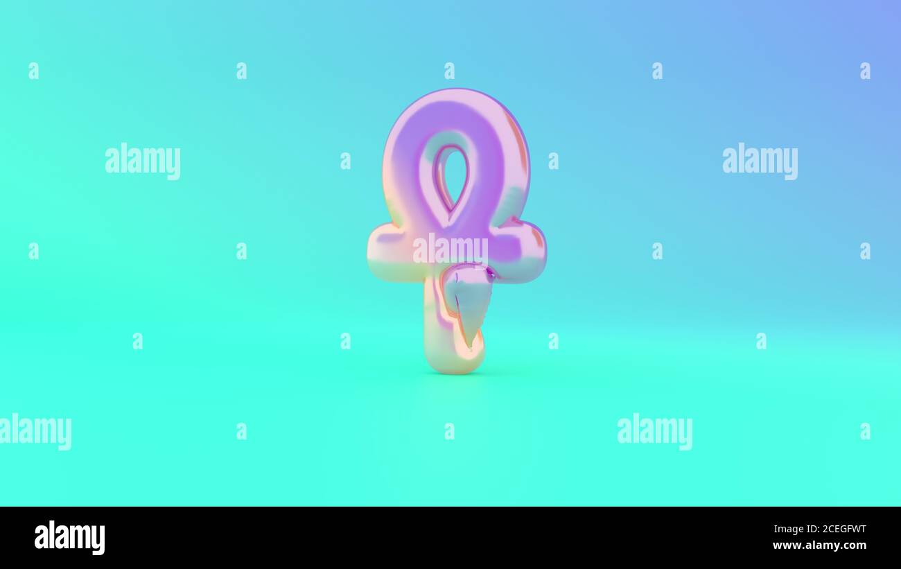 Colorful vibrant 3d rendering puffed symbol of ankh on colored ...