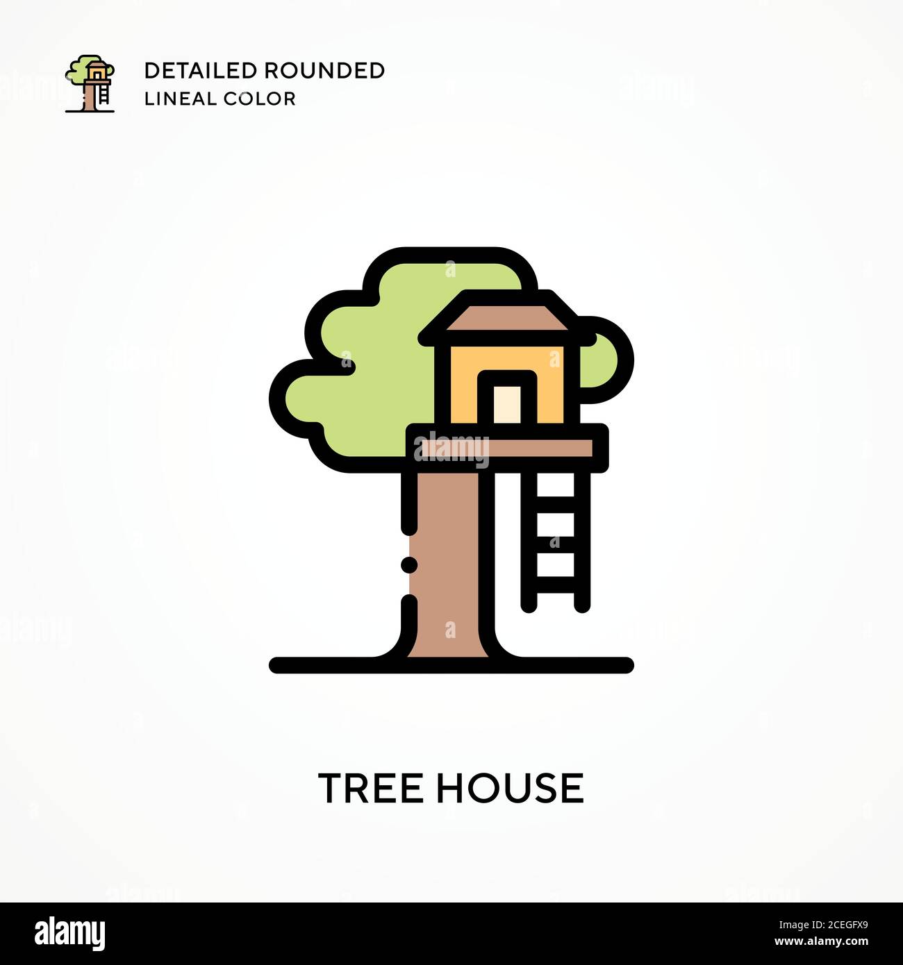 Tree house detailed rounded lineal color. Modern vector illustration ...