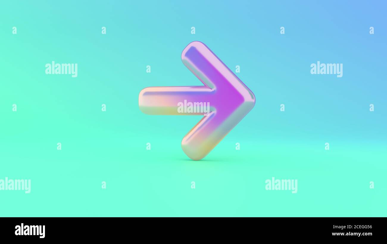 Colorful vibrant 3d rendering puffed symbol of arrow right on colored ...