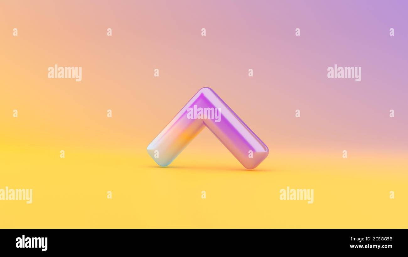 Colorful vibrant 3d rendering puffed symbol of simple open up arrow on ...