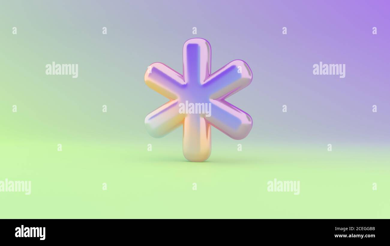 Colorful vibrant 3d rendering puffed symbol of asterisk on colored ...