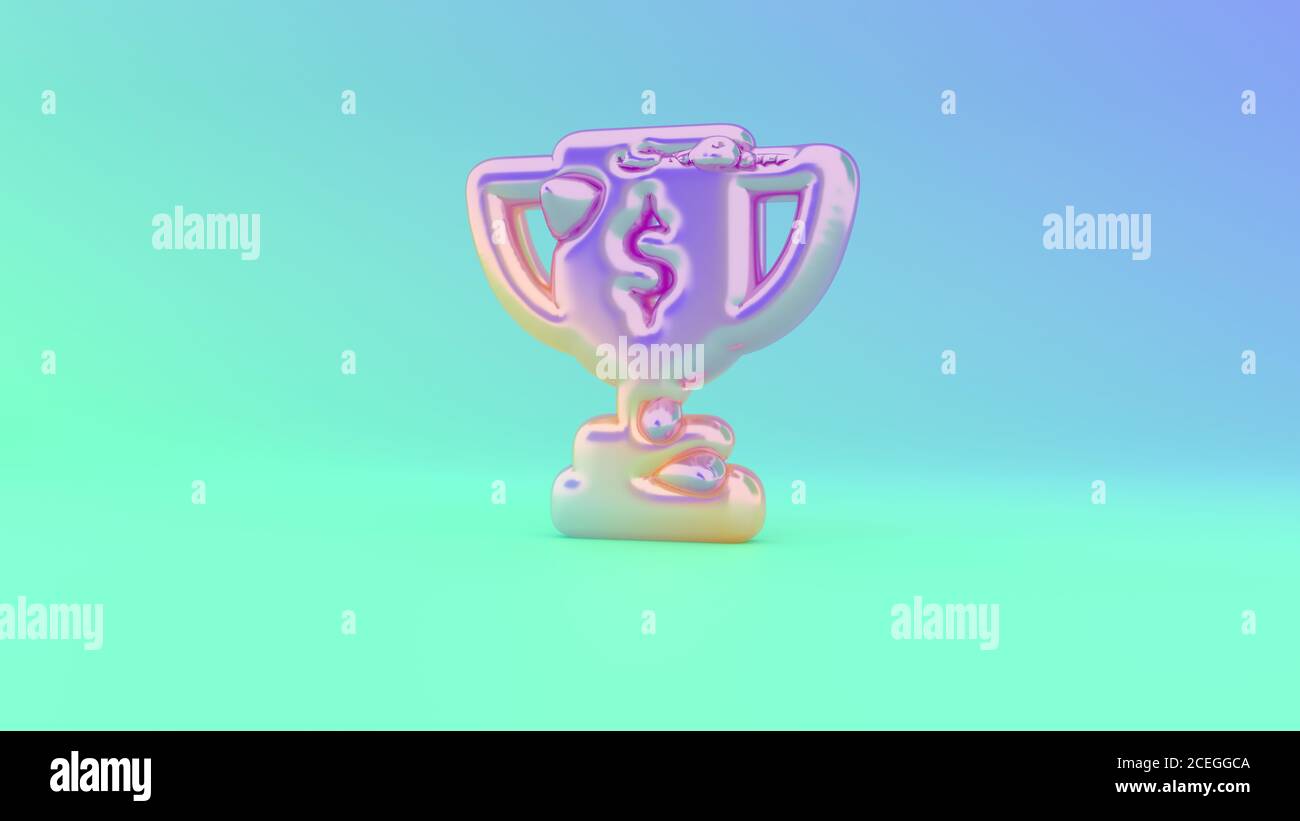 Colorful vibrant 3d rendering puffed symbol of award cup with dollar ...