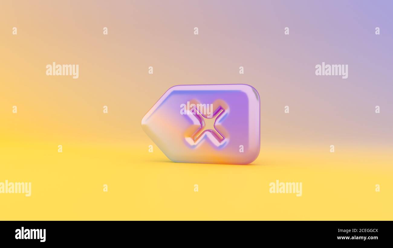 Colorful vibrant 3d rendering puffed symbol of backspace button with ...